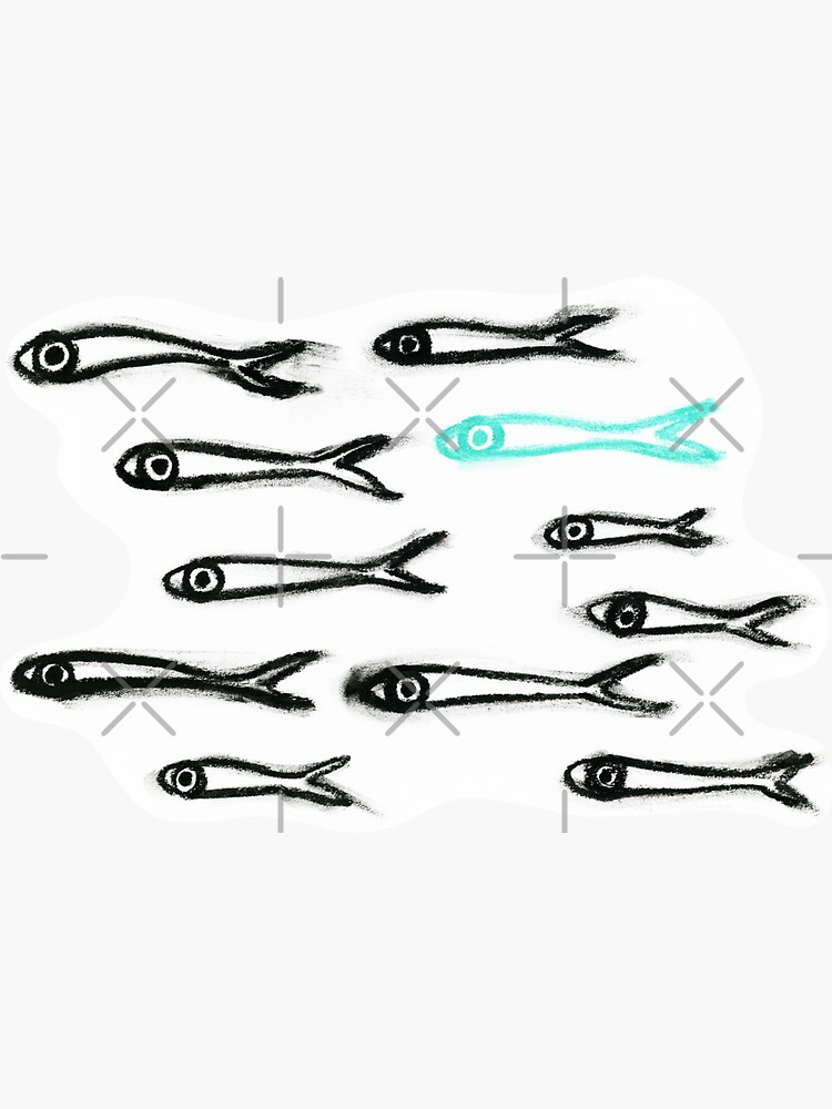 "School of skinny fish with non-conformist III/IV (cut-out)" Sticker ...