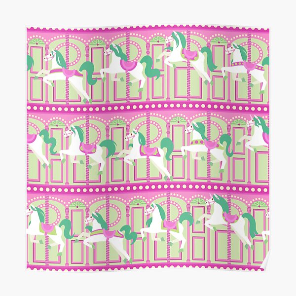 "Continuous Carousel (Mint, Green, Pink)" Poster by JMTolman | Redbubble