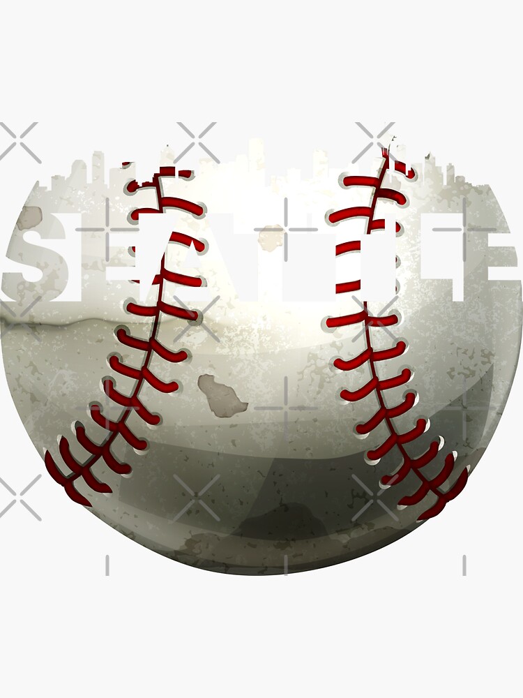 "Outstanding Seattle Baseball Ball With Seattle Skyline" Sticker for ...