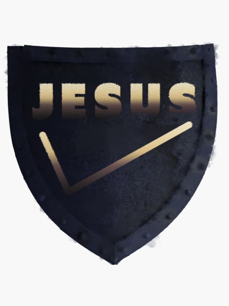 "Jesus Shield" Sticker by Remorem | Redbubble