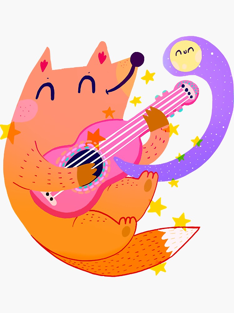 "Musical fox " Sticker by vidyaclary | Redbubble