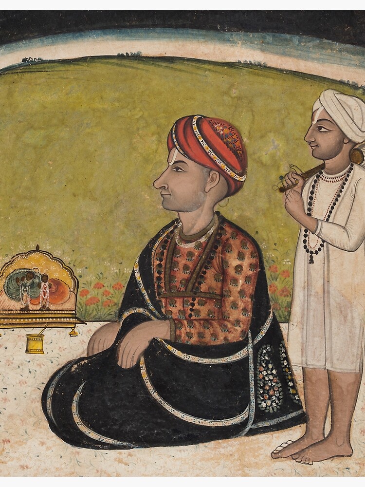 "A Ruler Seated on a Terrace Worshipping at a Shrine of Radha and ...