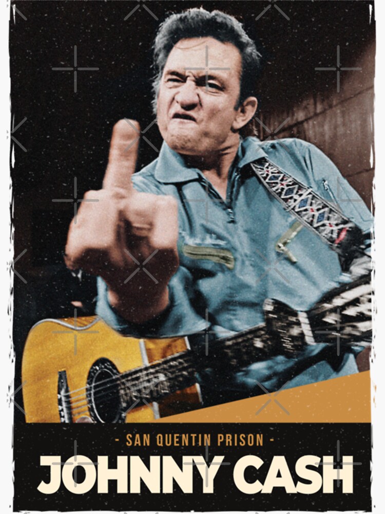 "Johnny Cash Middle Finger Colorized Official" Sticker for Sale by ...