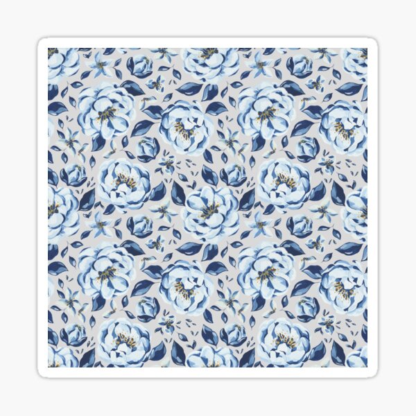 "Pretty Blue and Grey Floral Design" Sticker by JulieSouster | Redbubble