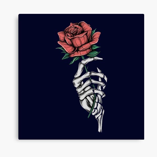 "Skeleton holding rose" Canvas Print for Sale by Rakos-Merch | Redbubble