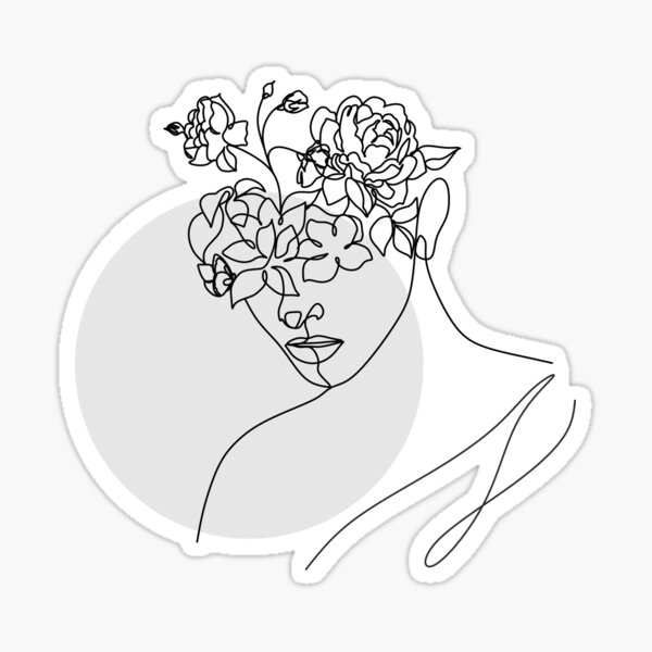 "Line Art Woman" Sticker for Sale by OneLinePrint | Redbubble