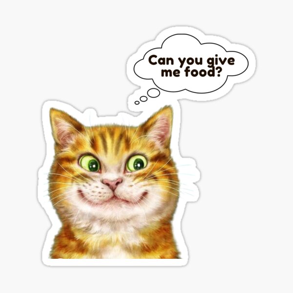 "Always a hungry cat" Sticker for Sale by nurdanqurbanli | Redbubble