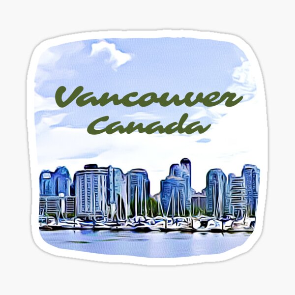 "Vancouver Canada Skyline Painting" Sticker for Sale by YegMark | Redbubble