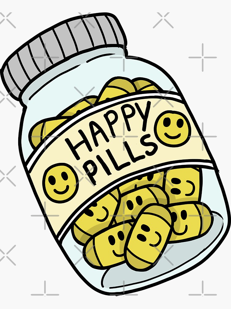 "happy pills " Sticker for Sale by EveryCuteThings | Redbubble