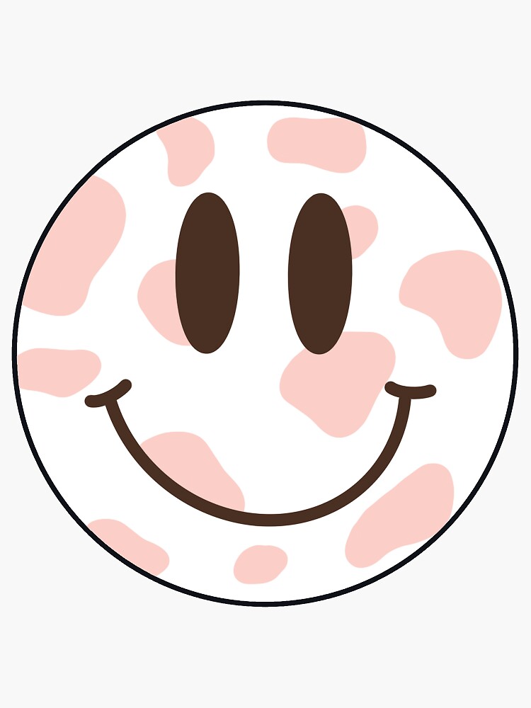 "Cow print smiley face" Sticker for Sale by KinleyStation | Redbubble