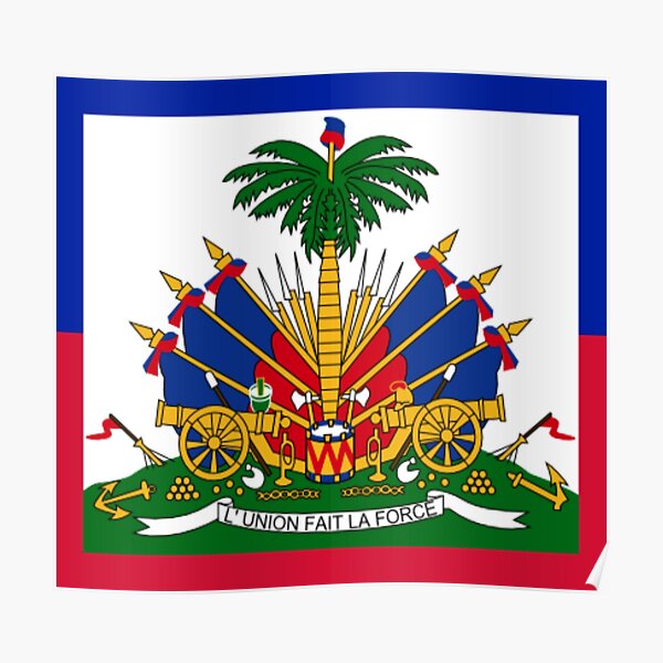 Haiti Haitian Flag Coat Of Arms Black Poster By Shajendesigns Redbubble