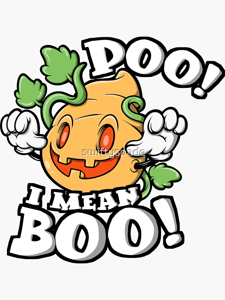 "Poo I Mean Boo Pumpkin Poop Emoji Spooky Funny Halloween" Sticker by ...