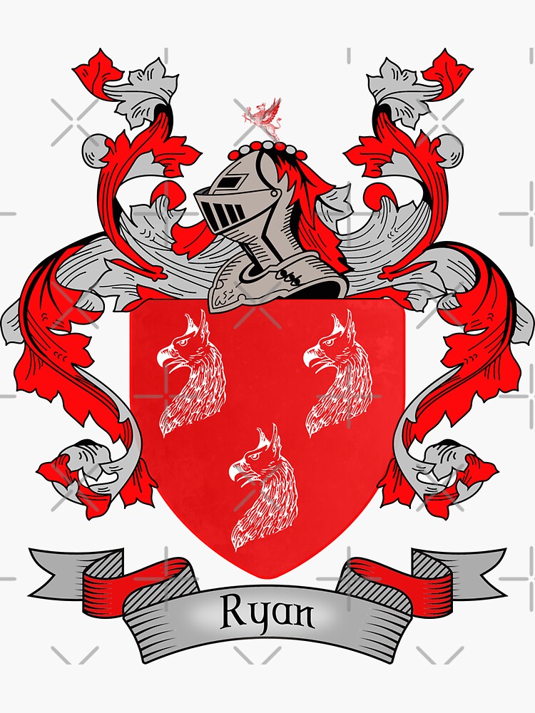 "Ryan Coat of Arms | Ryan Family Crest" Sticker by chuppys | Redbubble