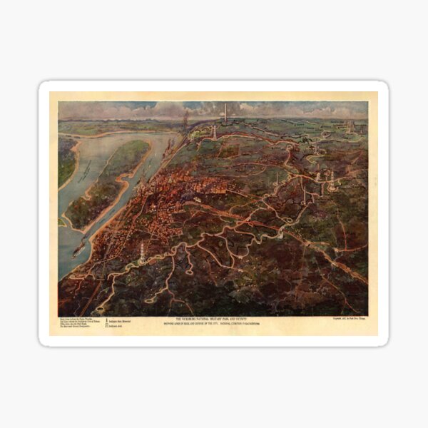 "Old Vicksburg National Military Park Map (1925) Vintage US Civil War ...