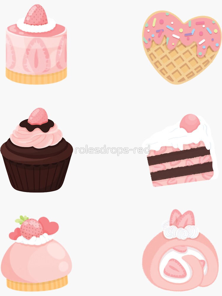 "Strawberry Desserts Sticker Pack" Sticker for Sale by rolesdrops-red ...