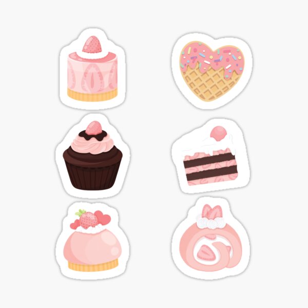 "Strawberry Desserts Sticker Pack" Sticker for Sale by rolesdrops-red ...