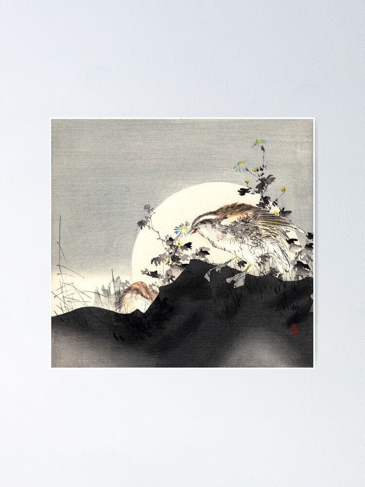 "Quail Bird in the Moonlight by Kogyo Tsukioka" Poster by ...