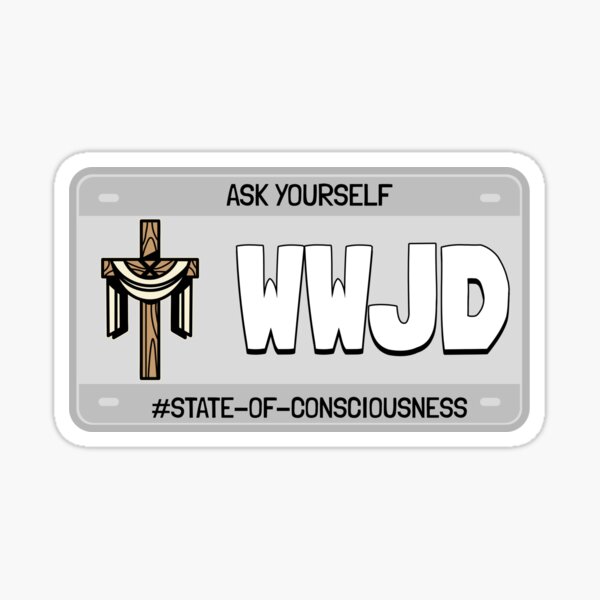 "WWJD - License Plate" Sticker for Sale by LezakBK | Redbubble