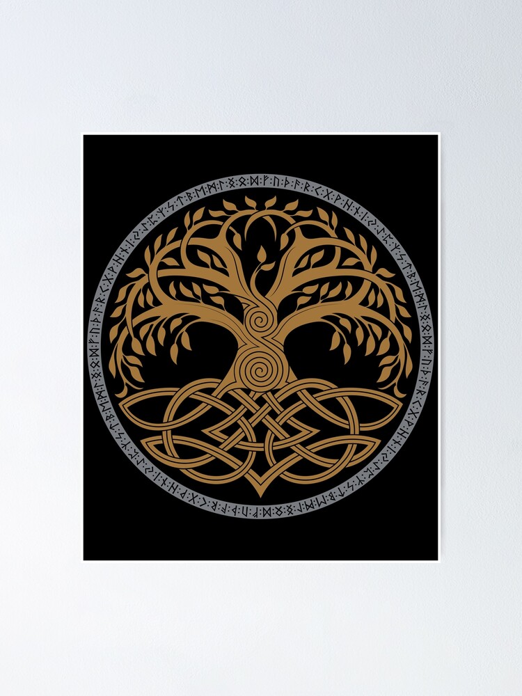 "Yggdrasil Wikinger Baum des Lebens nordischen heidnischen Mythologie Futhark Runen Knüpfarbeit ...