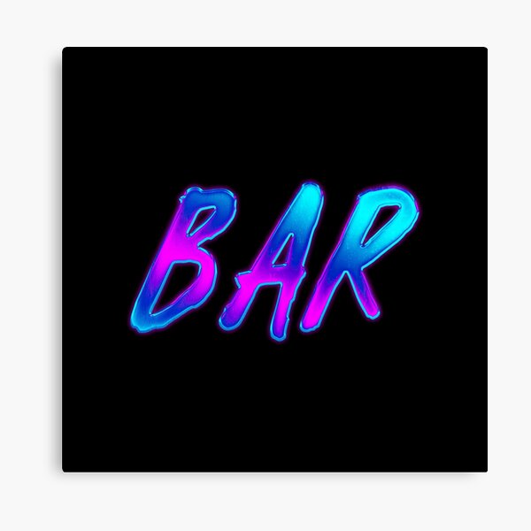 "Bar abstract blacklight text posters - Bar chrome metal words " Canvas ...