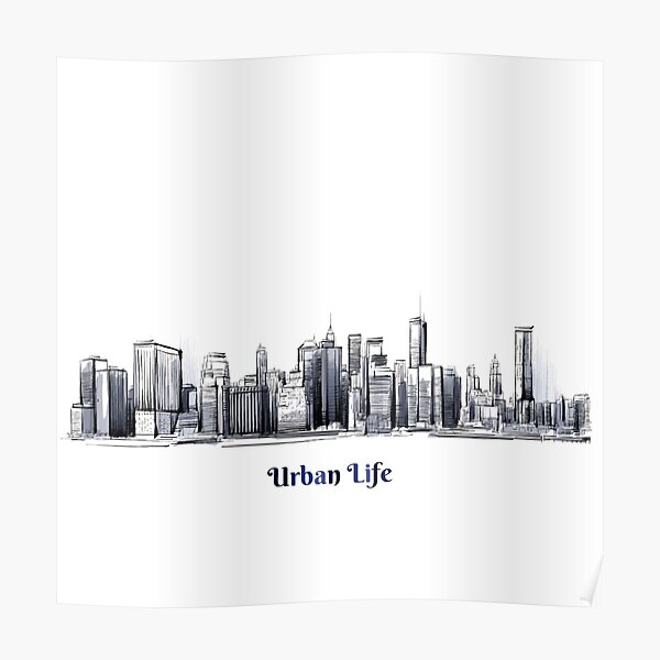 "texture of buildings in series with text Urban Life" Poster by ...