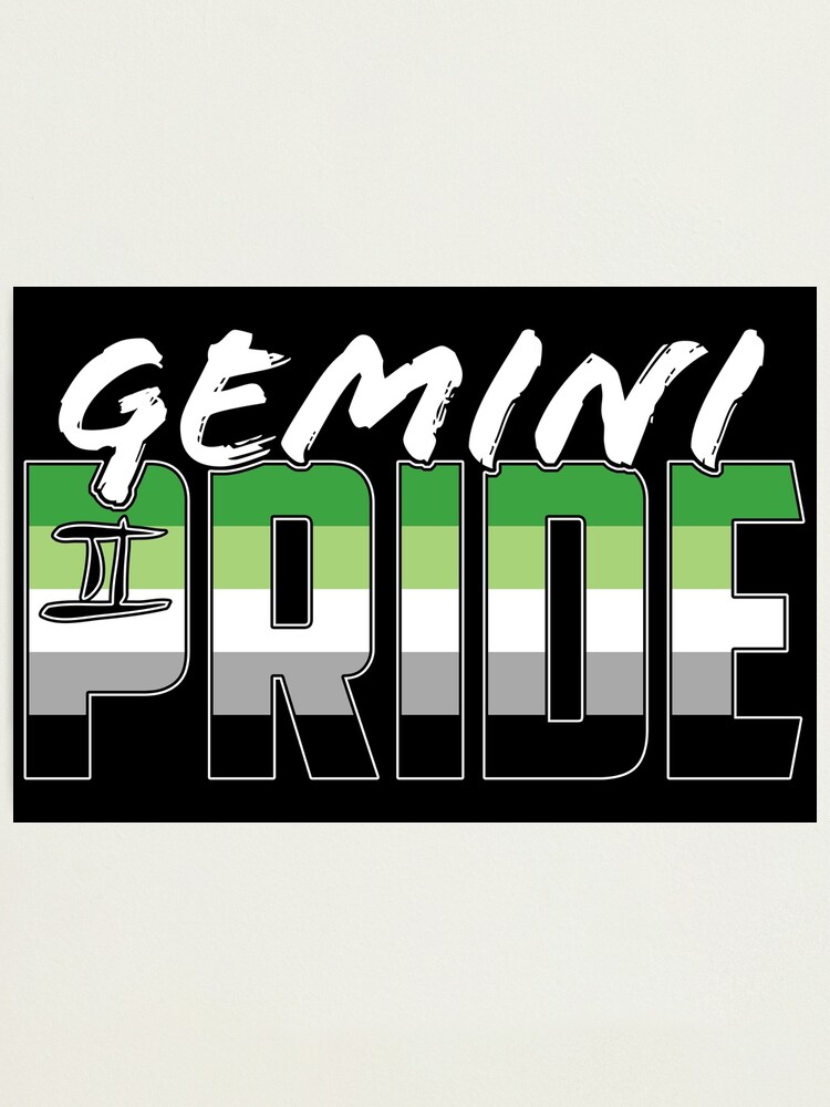 Gemini Aromantic Pride Flag Zodiac Sign Photographic Print For Sale