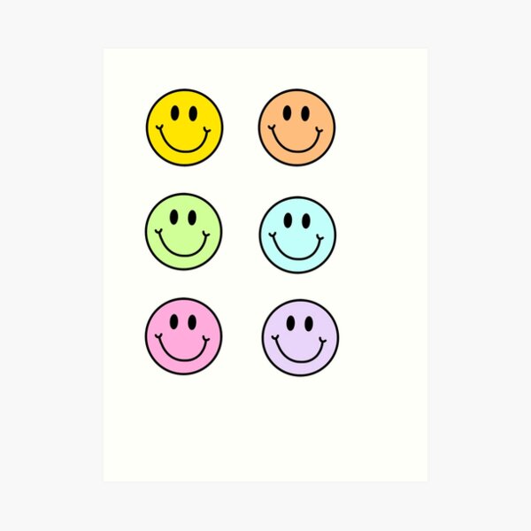 "Pastel aesthetic smiley faces" Art Print by MarbleStickerco | Redbubble