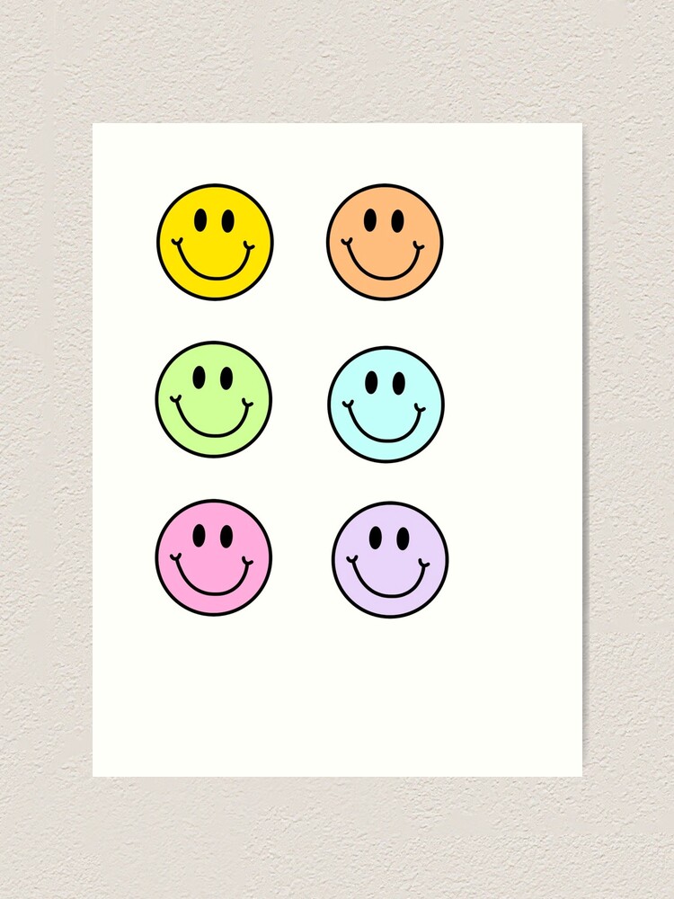 "Pastel aesthetic smiley faces" Art Print by MarbleStickerco | Redbubble
