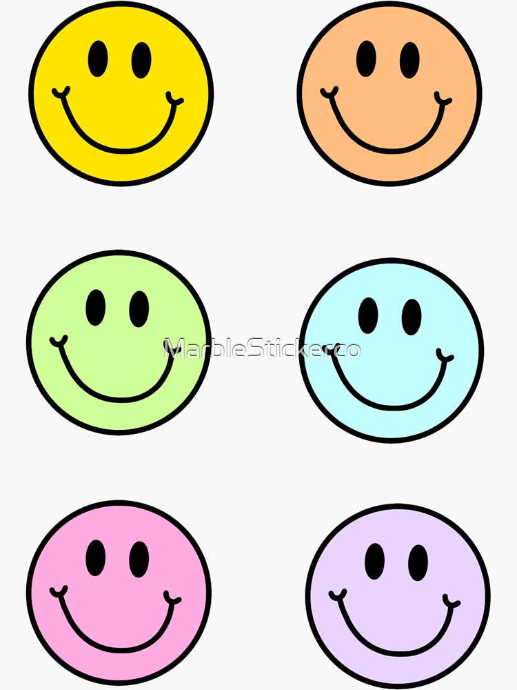 "Pastel aesthetic smiley faces" Sticker by MarbleStickerco | Redbubble
