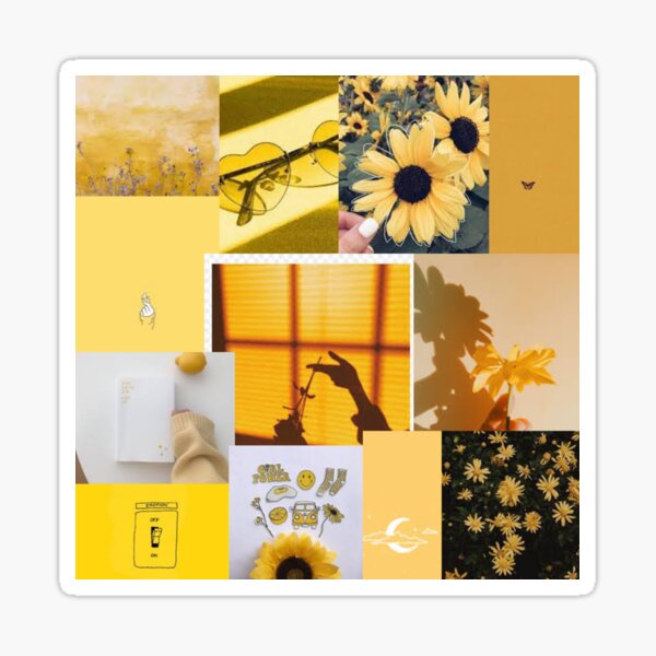 "Yellow Aesthethic Collage" Sticker for Sale by ChloeExtrasArts | Redbubble
