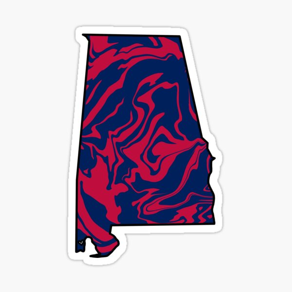 "Red and Blue Tie-Dye State of Alabama with Mobile Heart" Sticker for ...