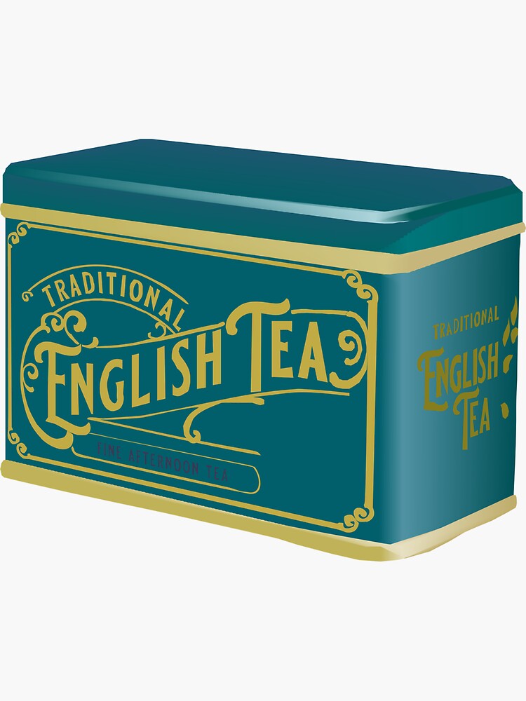 "Vintage English Tea Box in Green" Sticker for Sale by MissBennett ...