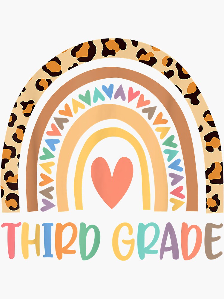 "3rd Grade Teacher Rainbow Leopard Third Grade Back To School" Sticker ...