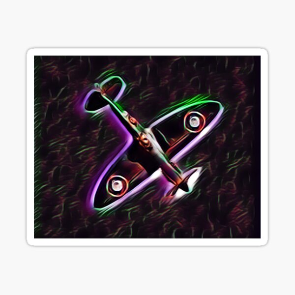 "Spitfire Profile In Neon" Sticker by Fearless-Fox | Redbubble