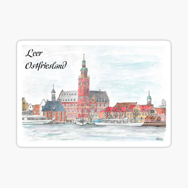 "Leer Ostfriesland cityscape cityscape harbor skyline" Sticker for Sale ...