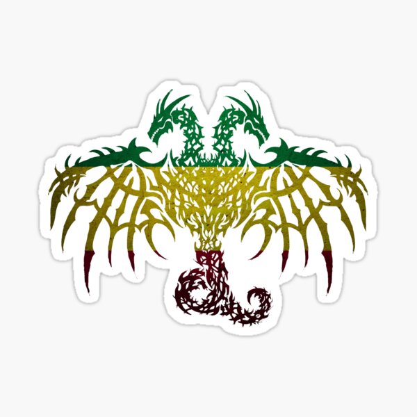 "RASTA 2 HEADED DRAGON FLAG" Sticker by SK8N | Redbubble
