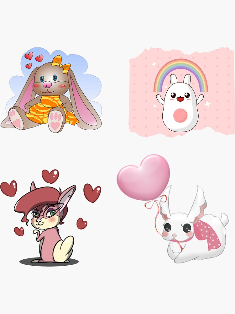 "Cute bunny pink sticker pack 2" Sticker for Sale by Jonyamz | Redbubble