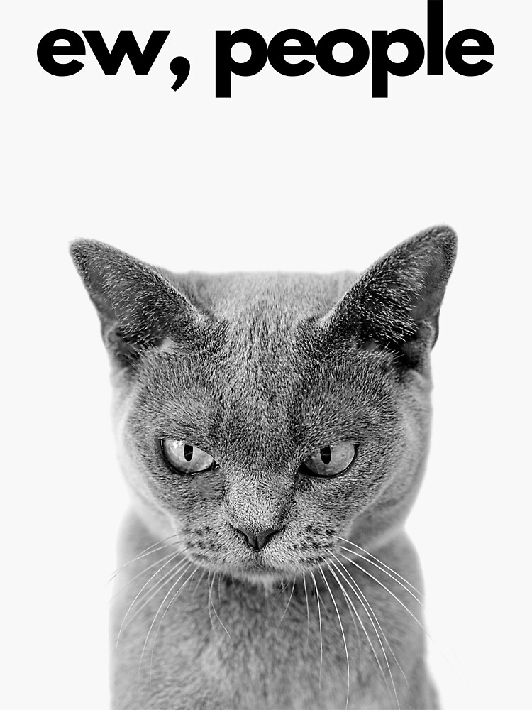 "Ew, people cat (white version)" Sticker for Sale by unicornhld | Redbubble