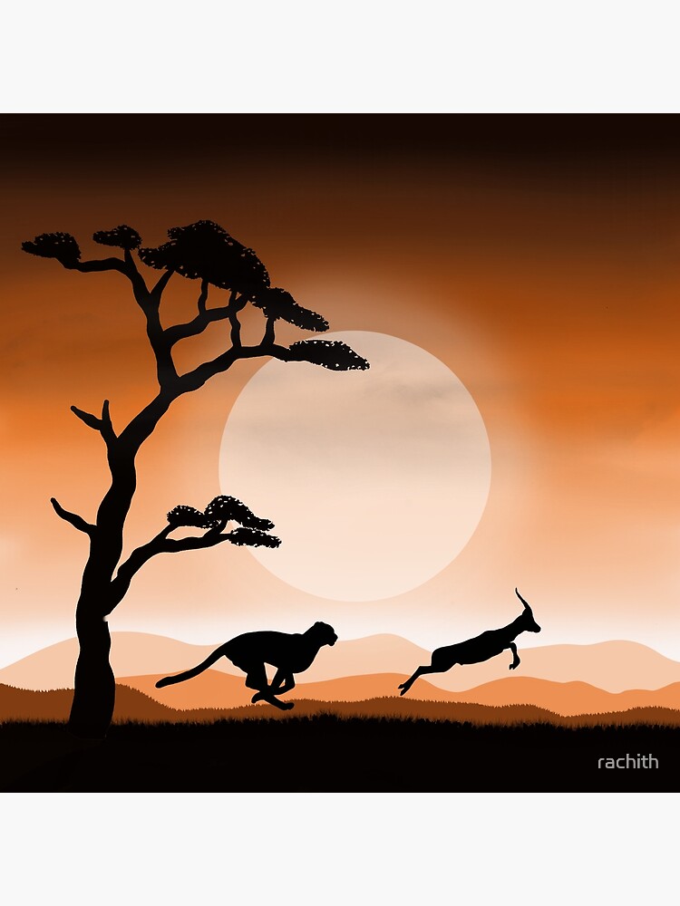 "Cheetah Hunting Antilop Sunset Safari Design " Poster for Sale by ...