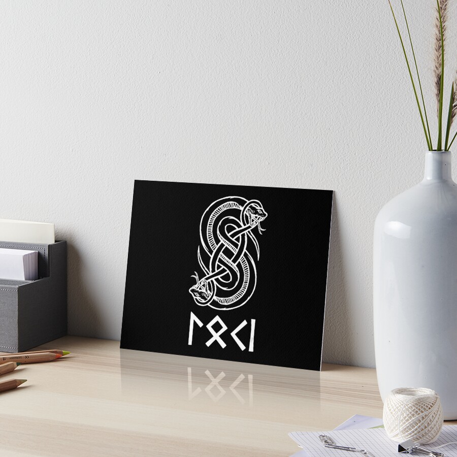"Loki Name in Norse Runes & Snake Symbol " Art Board Print by ...