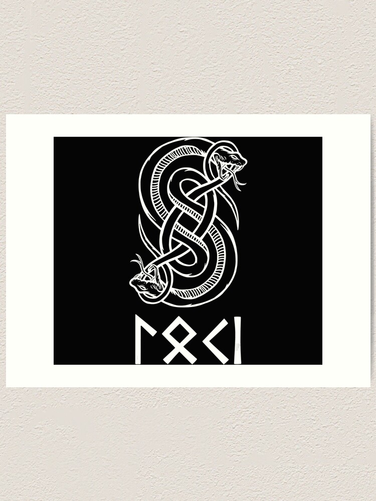 "Loki Name in Norse Runes & Snake Symbol " Art Print by JoseDuarte ...