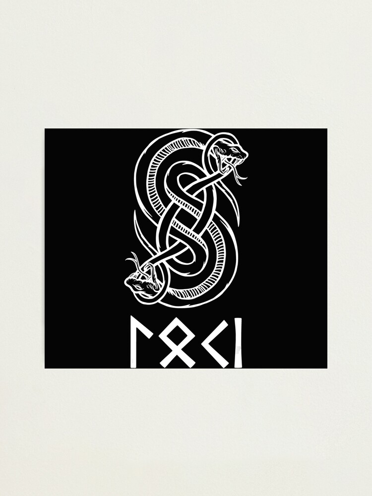 "Loki Name in Norse Runes & Snake Symbol " Photographic Print for Sale ...