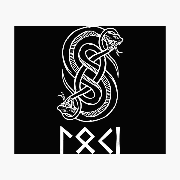 "Loki Name in Norse Runes & Snake Symbol " Photographic Print for Sale ...