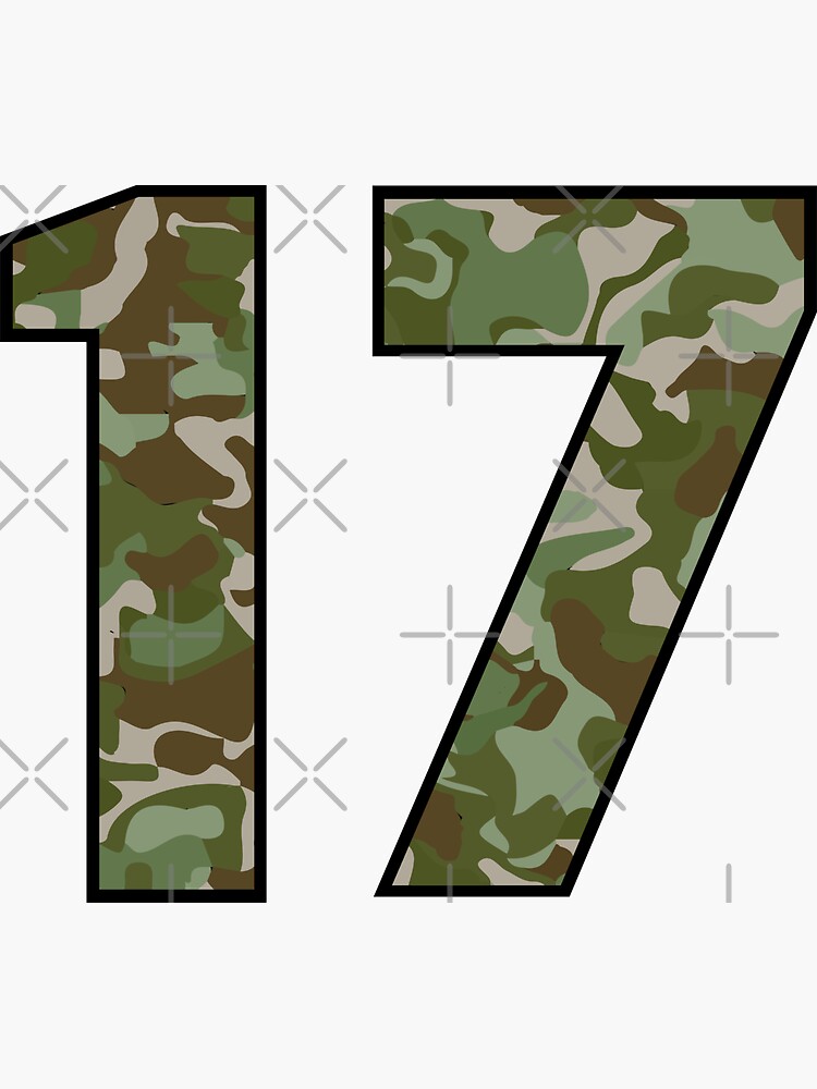"Army Camouflage Number seventeen Soldiers Lucky Number 17" Sticker for ...