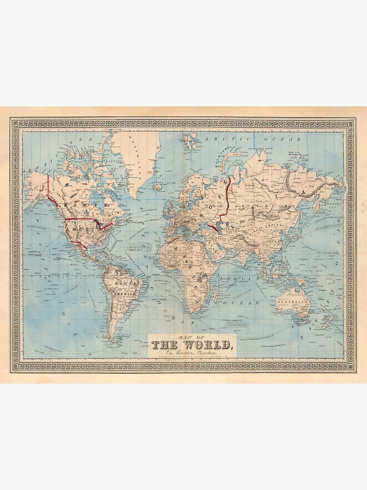 "Old World Map (1876) Vintage Global Continents Atlas" Sticker for Sale ...