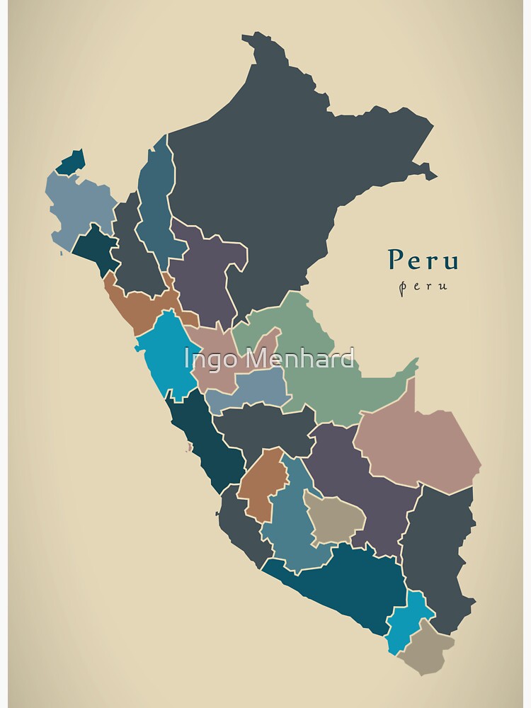 "Modern Map - Peru map with colored regions PE" Sticker for Sale by ...