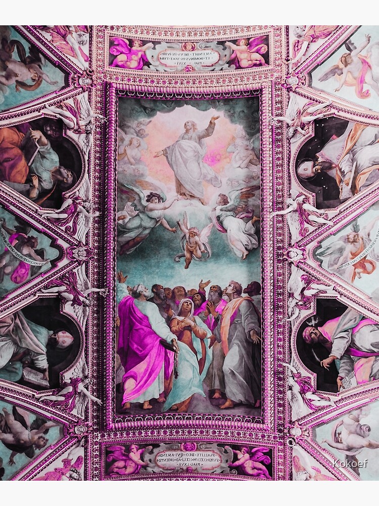 "Hot Pink Renaissance Ceiling" Poster by Kokoef | Redbubble