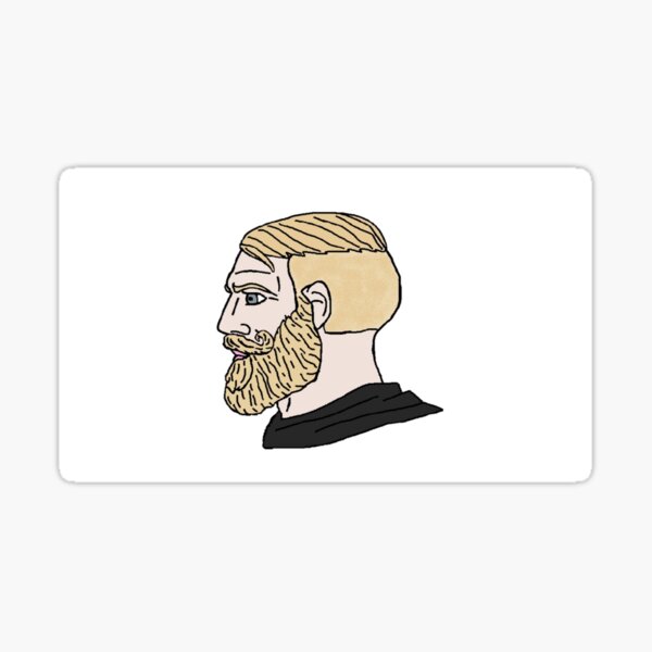 "chad meme face \ chad face approving \ imposing chad" Sticker for Sale ...