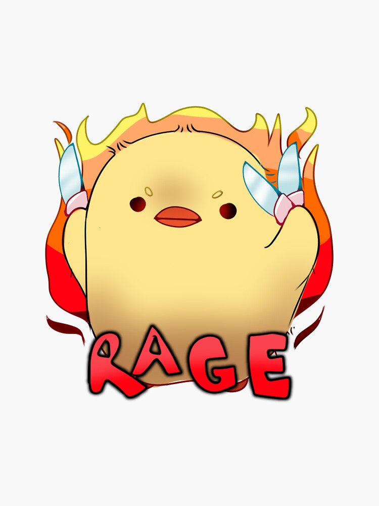 Pegatina «Pollito amarillo divertido con cuchillos "Rage" / Chic, Knife ...