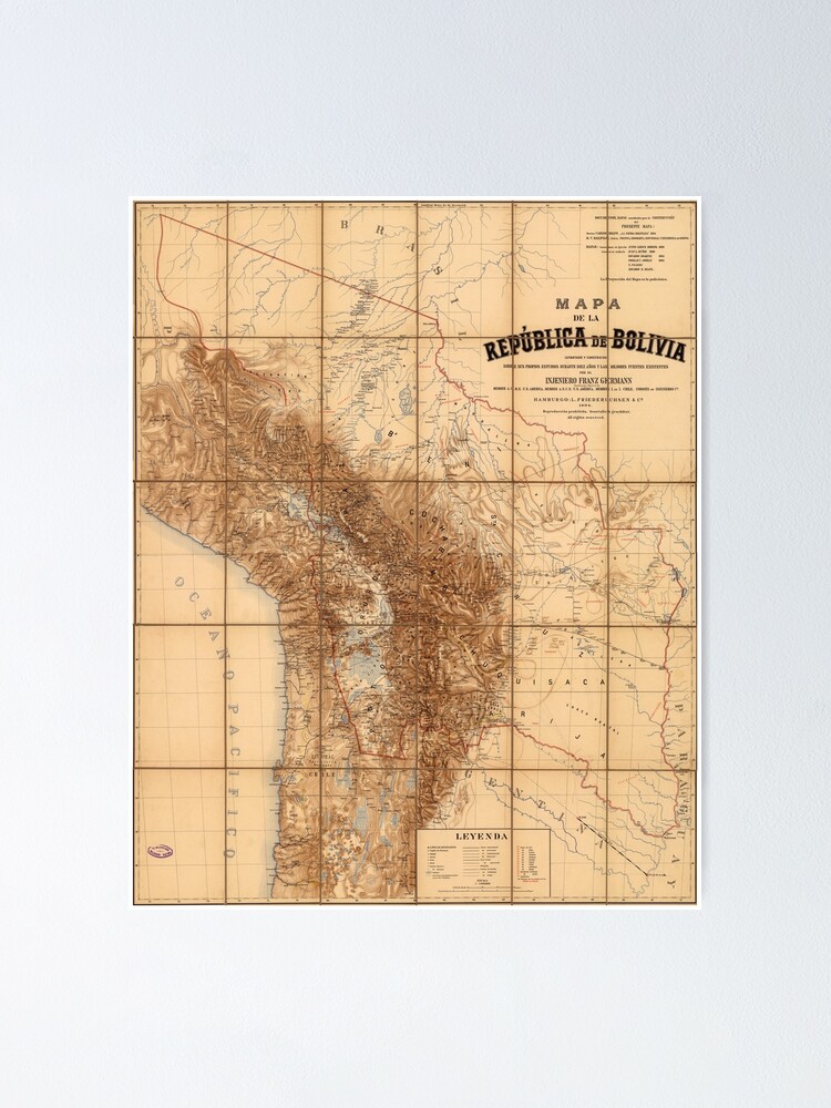 "Map Of Bolivia 1904" Poster by mollyfare | Redbubble